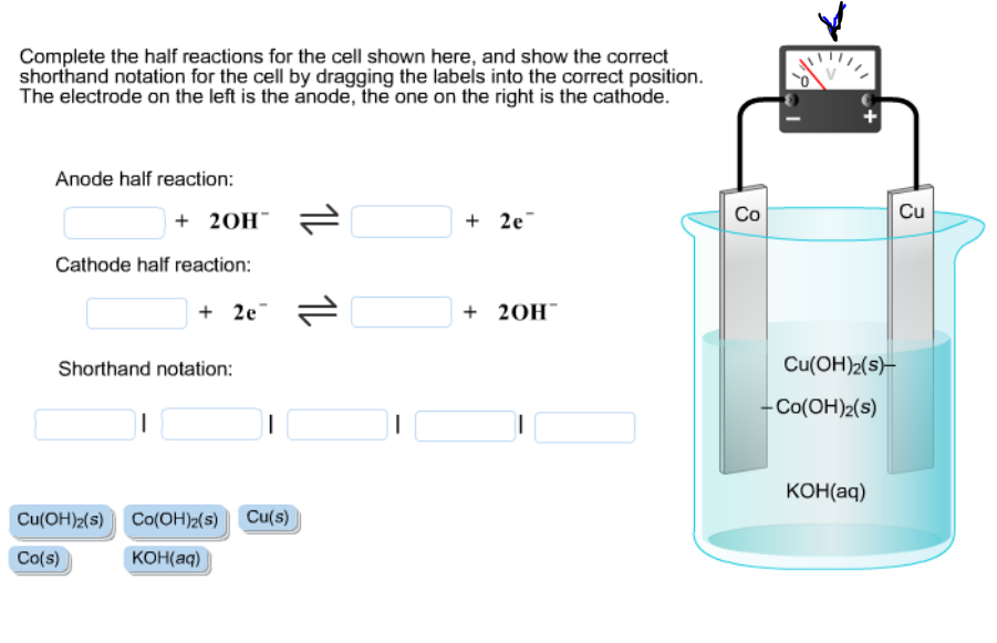Solved Complete the half reactions for the cell shown here, | Chegg.com