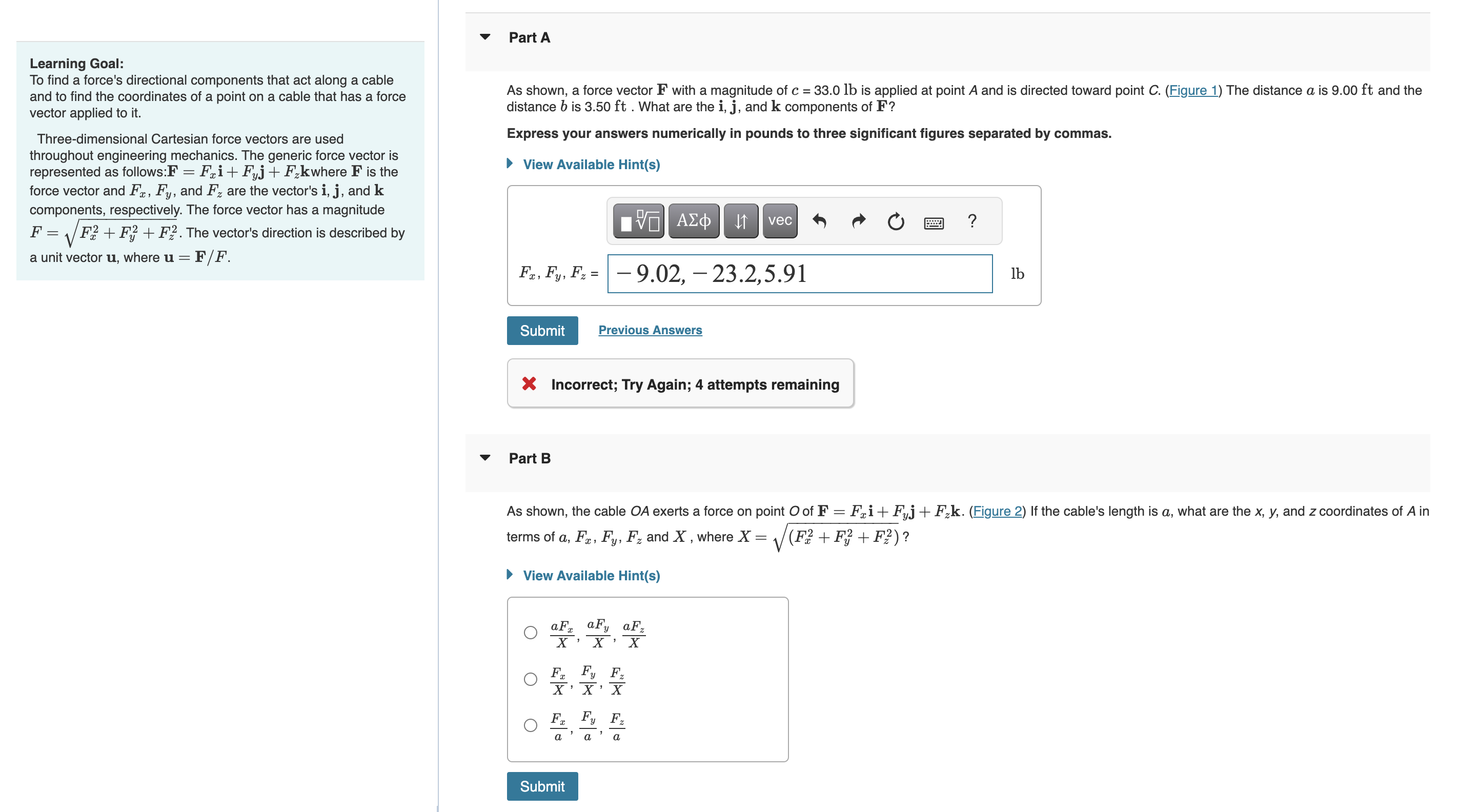 Solved Learning Goal: To find a force's directional | Chegg.com