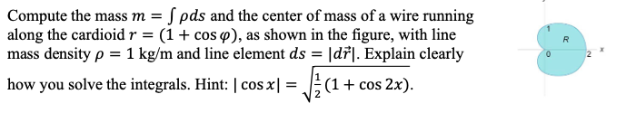 Solved R Compute the mass m = S pds and the center of mass | Chegg.com
