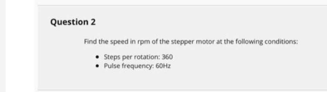 Solved Find the speed in rpm of the stepper motor at the | Chegg.com