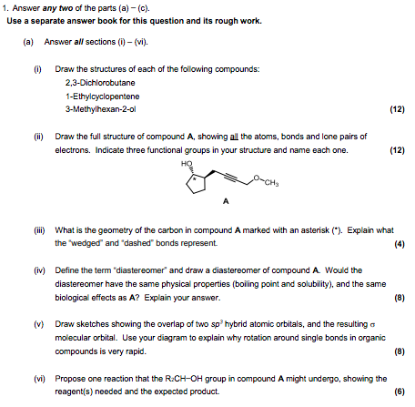 Solved 1. Answer any two of the parts (a)-(c). Use a | Chegg.com