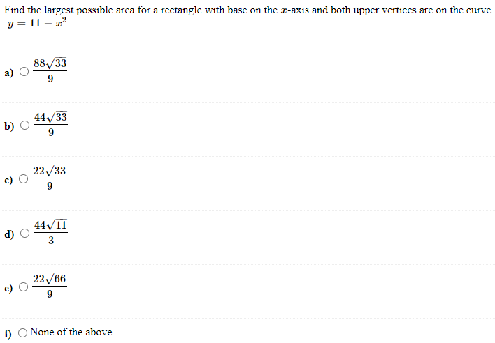 Solved Find the largest possible area for a rectangle with | Chegg.com