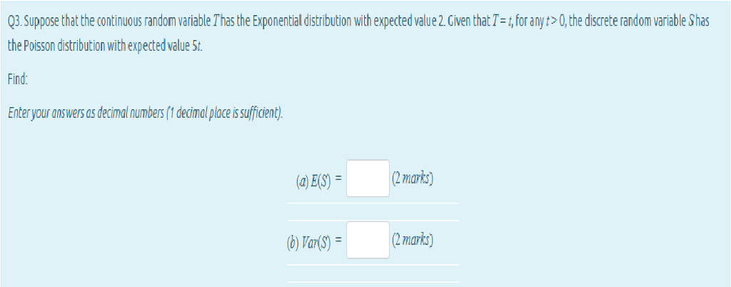 Solved Q3.Suppose that the continuous random variable Thas | Chegg.com