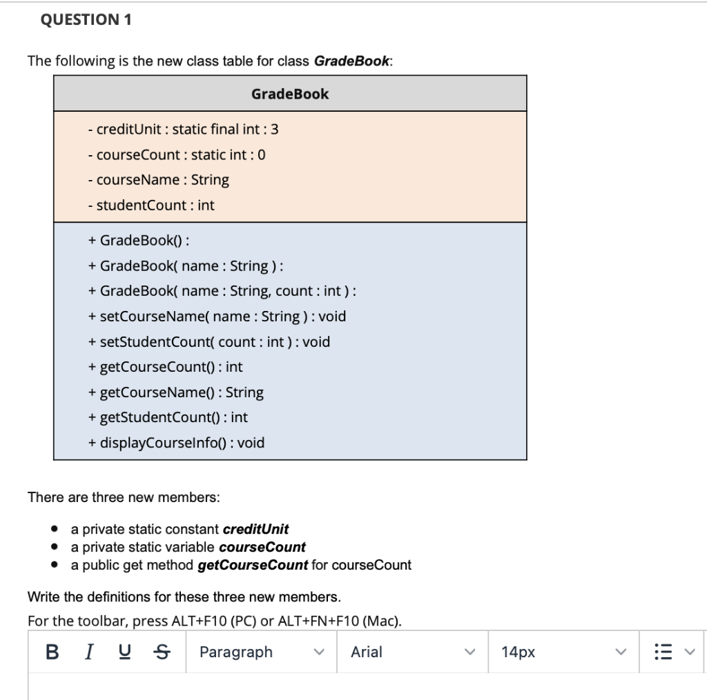 Solved QUESTION 1 The following is the new class table for | Chegg.com