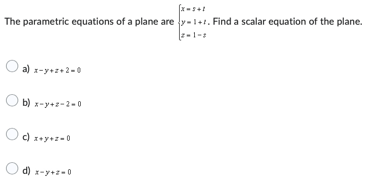 Solved The parametric equations of a plane are | Chegg.com