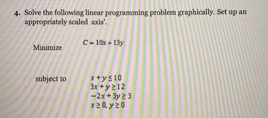 Solved 4. Solve the following linear programming problem | Chegg.com
