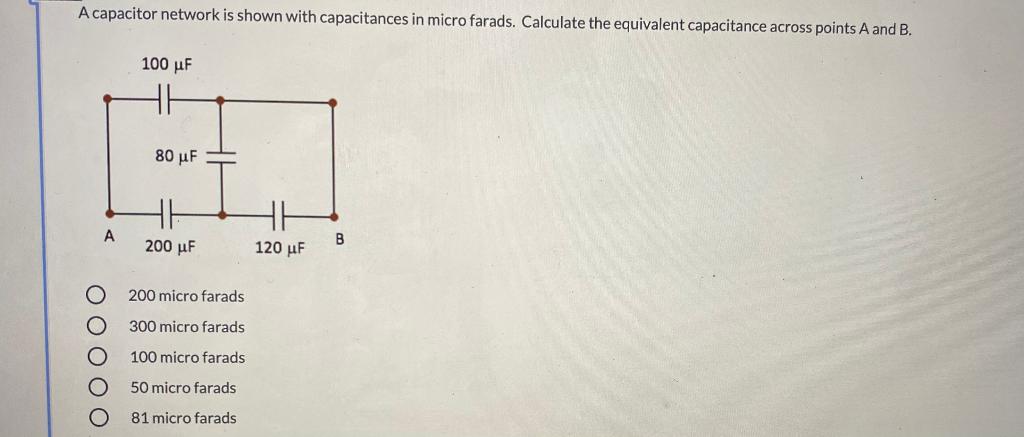 Solved A capacitor network is shown with capacitances in | Chegg.com