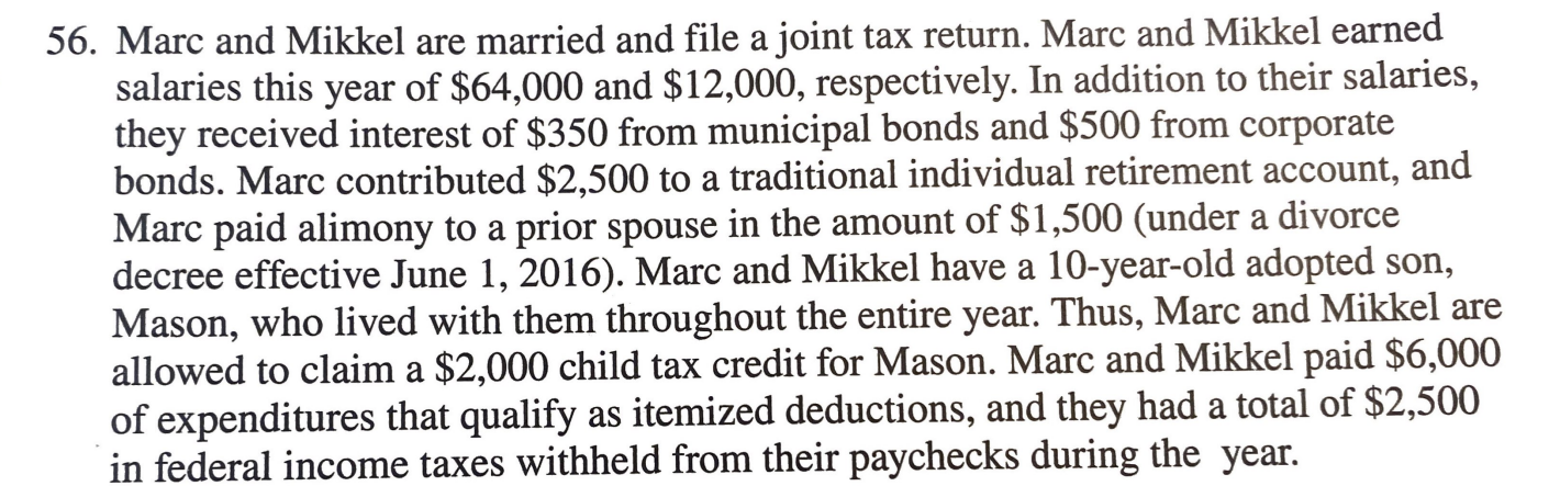 Solved 6. Marc and Mikkel are married and file a joint tax | Chegg.com