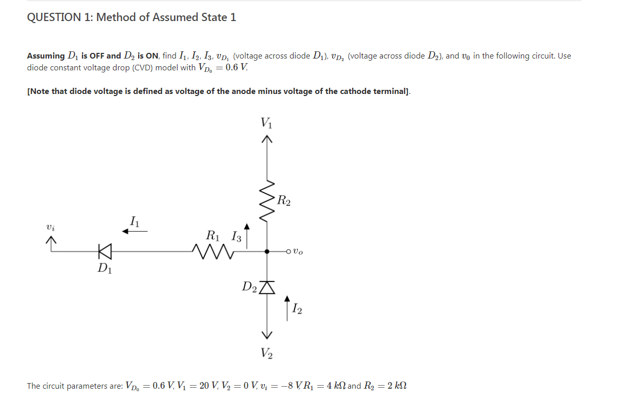 Solved QUESTION 1: Method of Assumed State 1 Assuming D, is | Chegg.com