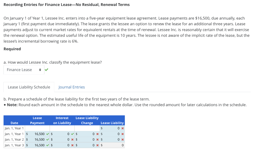 Solved On January 1 of Year 1, Lessee Inc. enters into a | Chegg.com