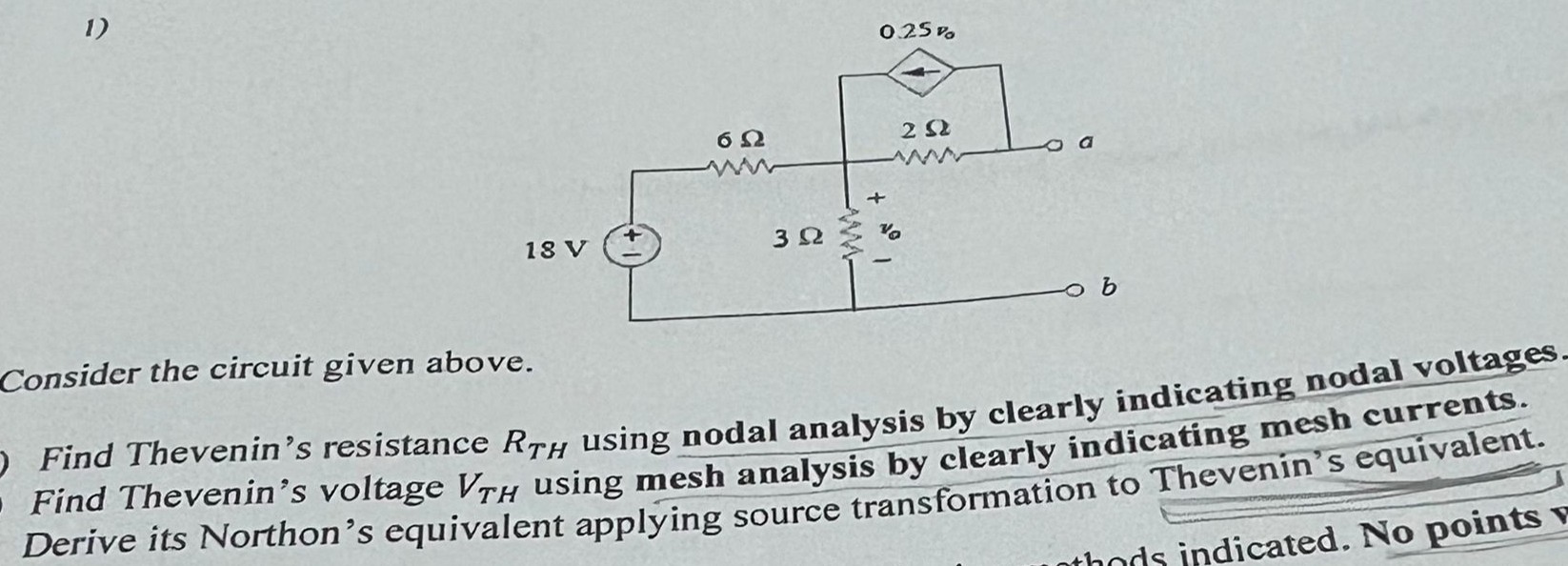 Consider the circuit given above.Find Thevenin's | Chegg.com