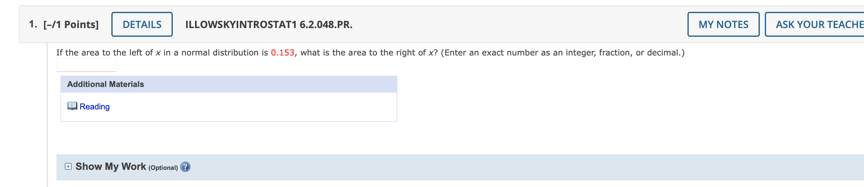 Solved 1. [-/1 Points] DETAILS ILLOWSKYINTROSTAT1 | Chegg.com