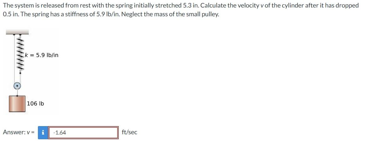 Solved The system is released from rest with the spring | Chegg.com