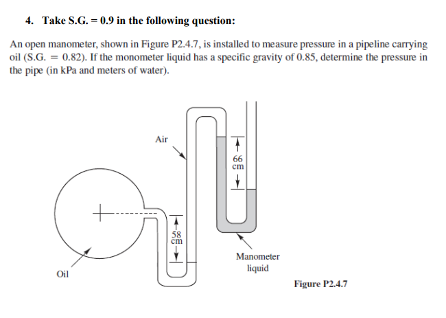 Solved 4. Take S.G. =0.9 in the following question: An open | Chegg.com