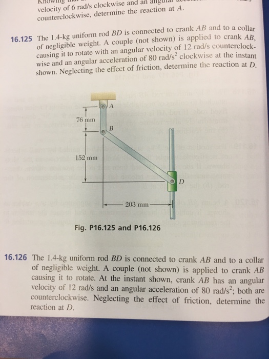 Solved Need held with dynamics problem 16.126... please | Chegg.com