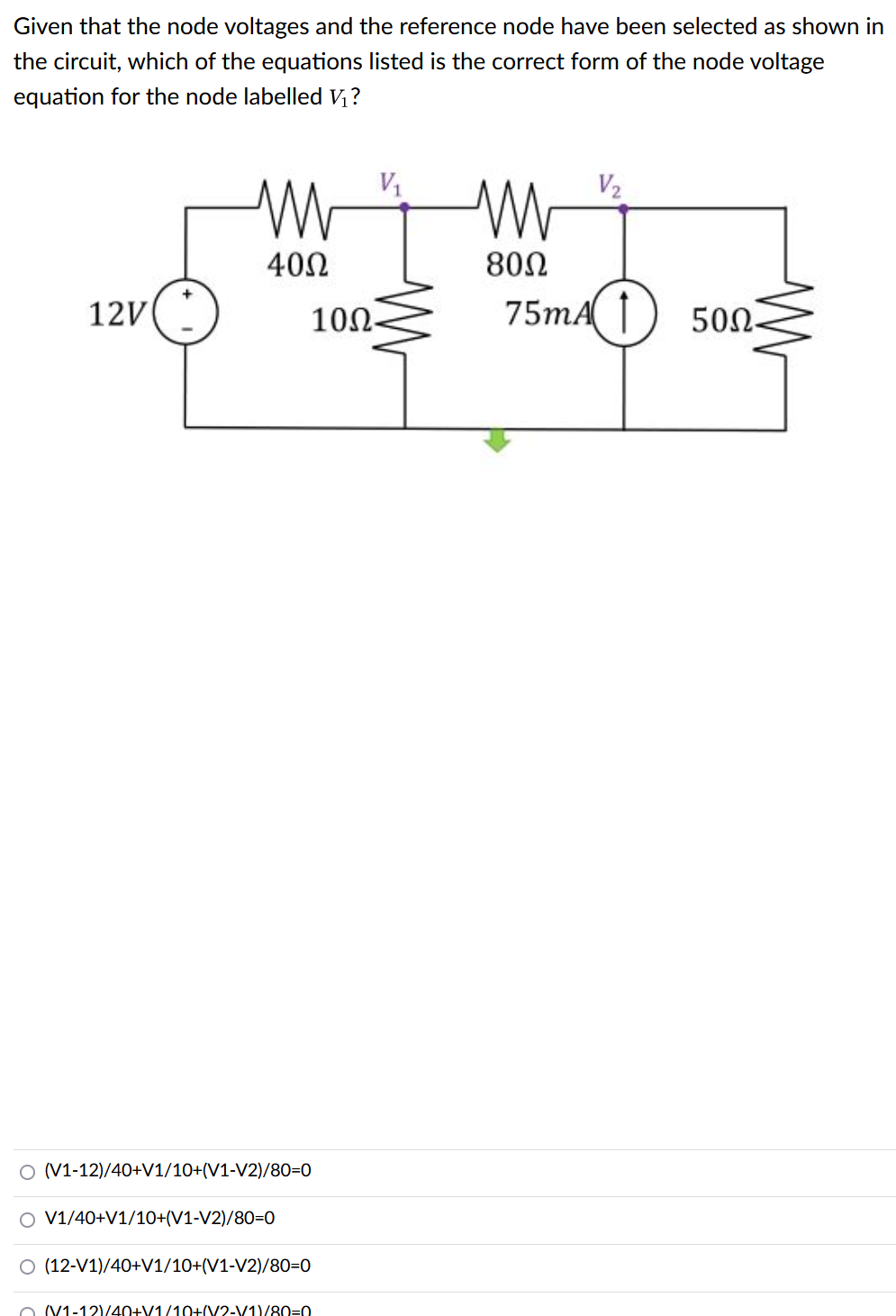 Solved Given that the node voltages and the reference node | Chegg.com