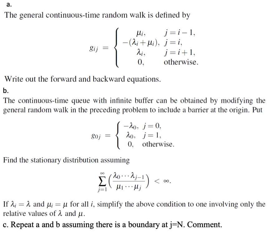 Solved A The General Continuous Time Random Walk Is Defined