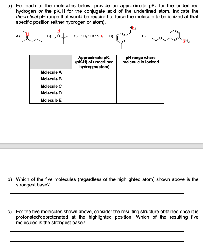 Solved a) For each of the molecules below, provide an | Chegg.com