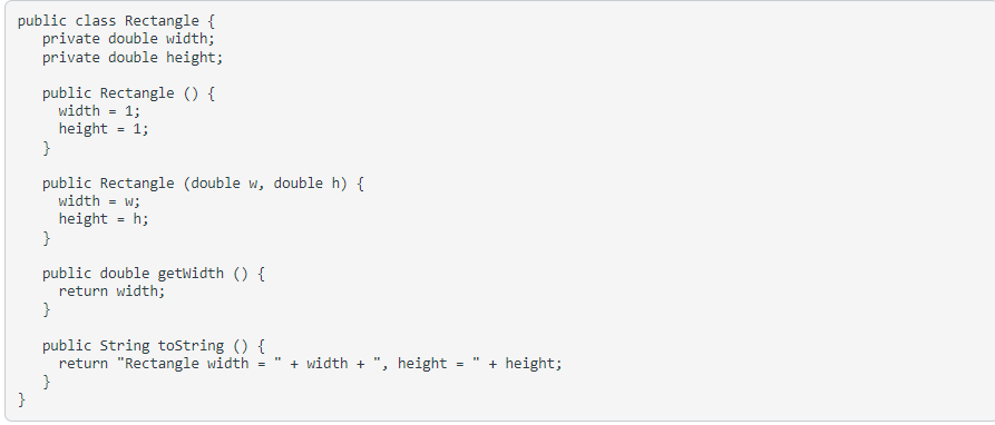 Solved public class Rectangle \{ private double width; | Chegg.com