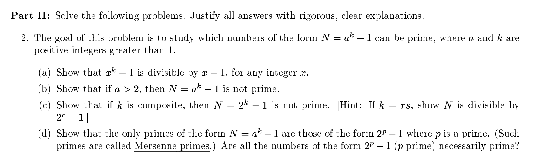 Solved Part II: Solve the following problems. Justify all | Chegg.com