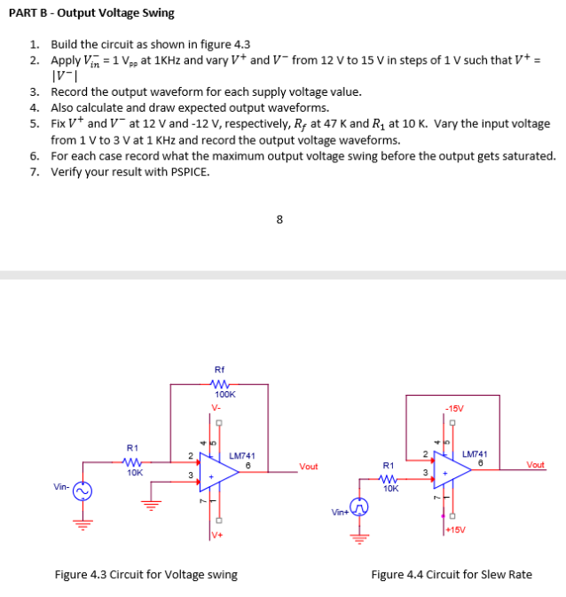 Solved PART B-Output Voltage Swing Build the circuit as | Chegg.com