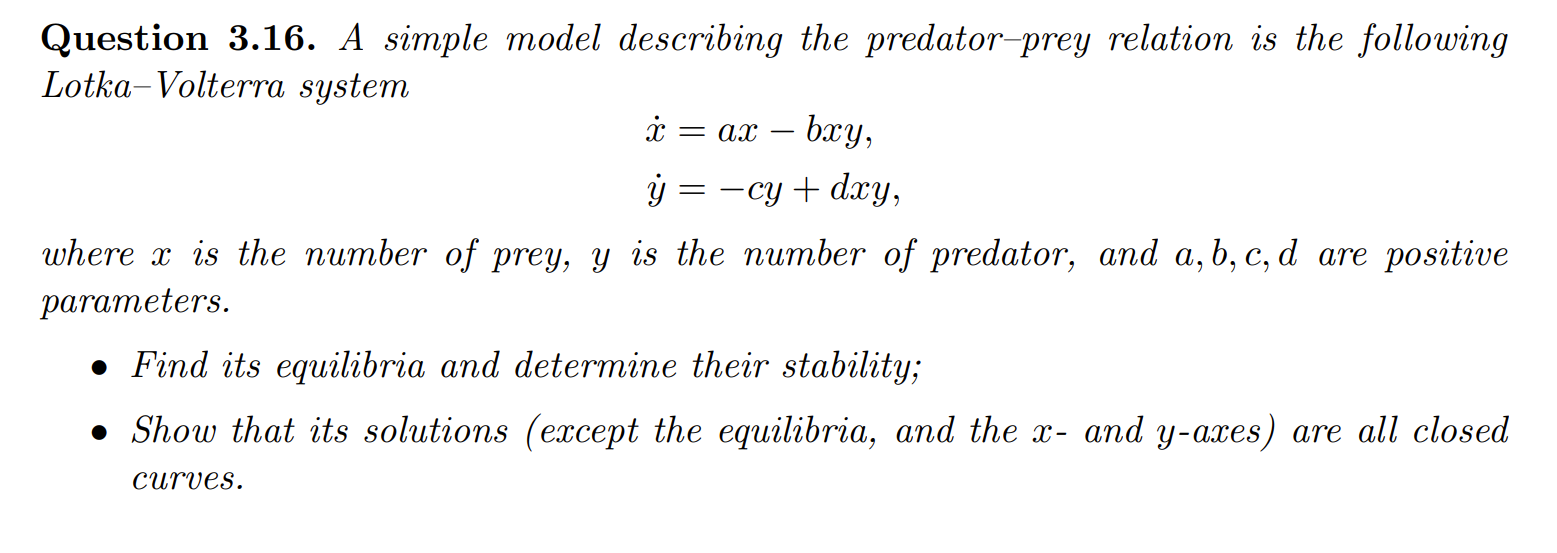 Solved A simple model describing the predator–prey relation | Chegg.com