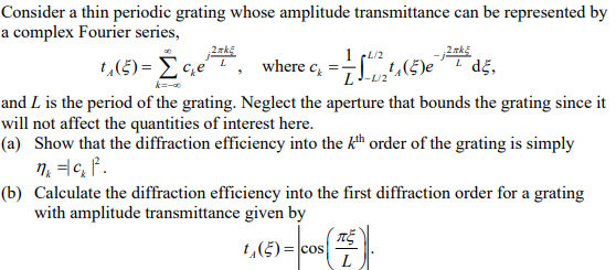 Solved Consider a thin periodic grating whose amplitude | Chegg.com