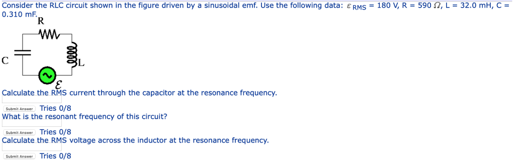 Solved Consider the RLC circuit shown in the figure driven | Chegg.com
