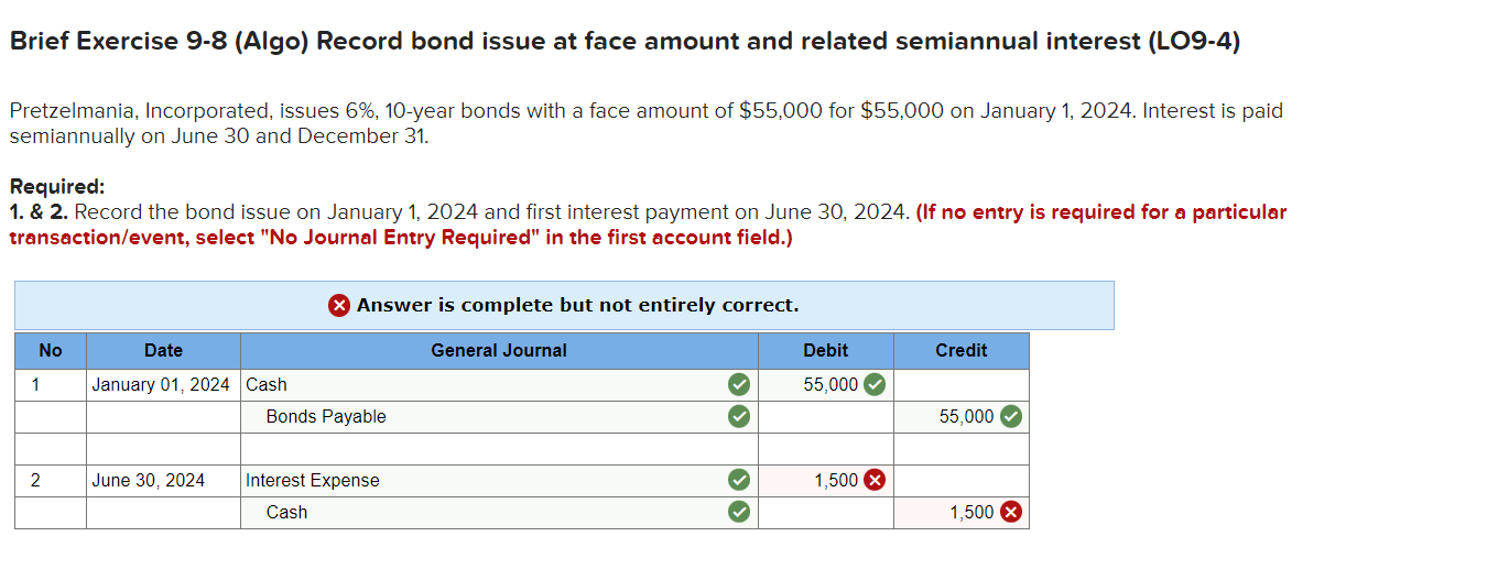 Solved Brief Exercise 9-8 (Algo) Record bond issue at face | Chegg.com
