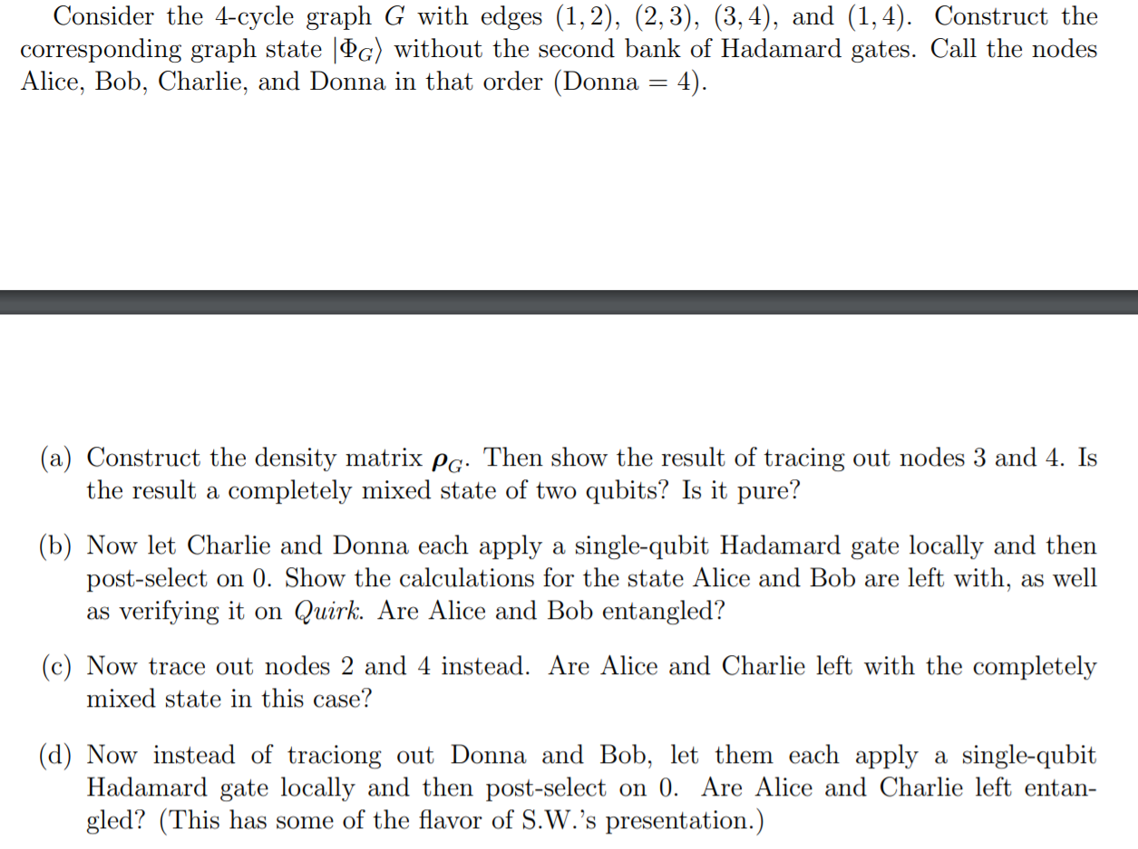 Solved Consider the 4-cycle graph G with edges (1, 2), | Chegg.com