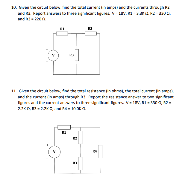 Solved 10. Given the circuit below, find the total current | Chegg.com