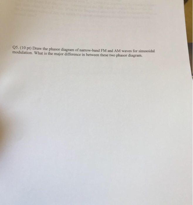 Solved Q5. (10 pt) Draw the phasor diagram of narrow-band FM | Chegg.com