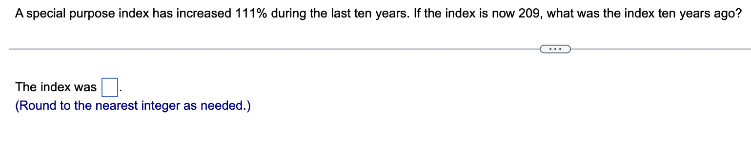 Solved A special purpose index has increased 111% during the | Chegg.com