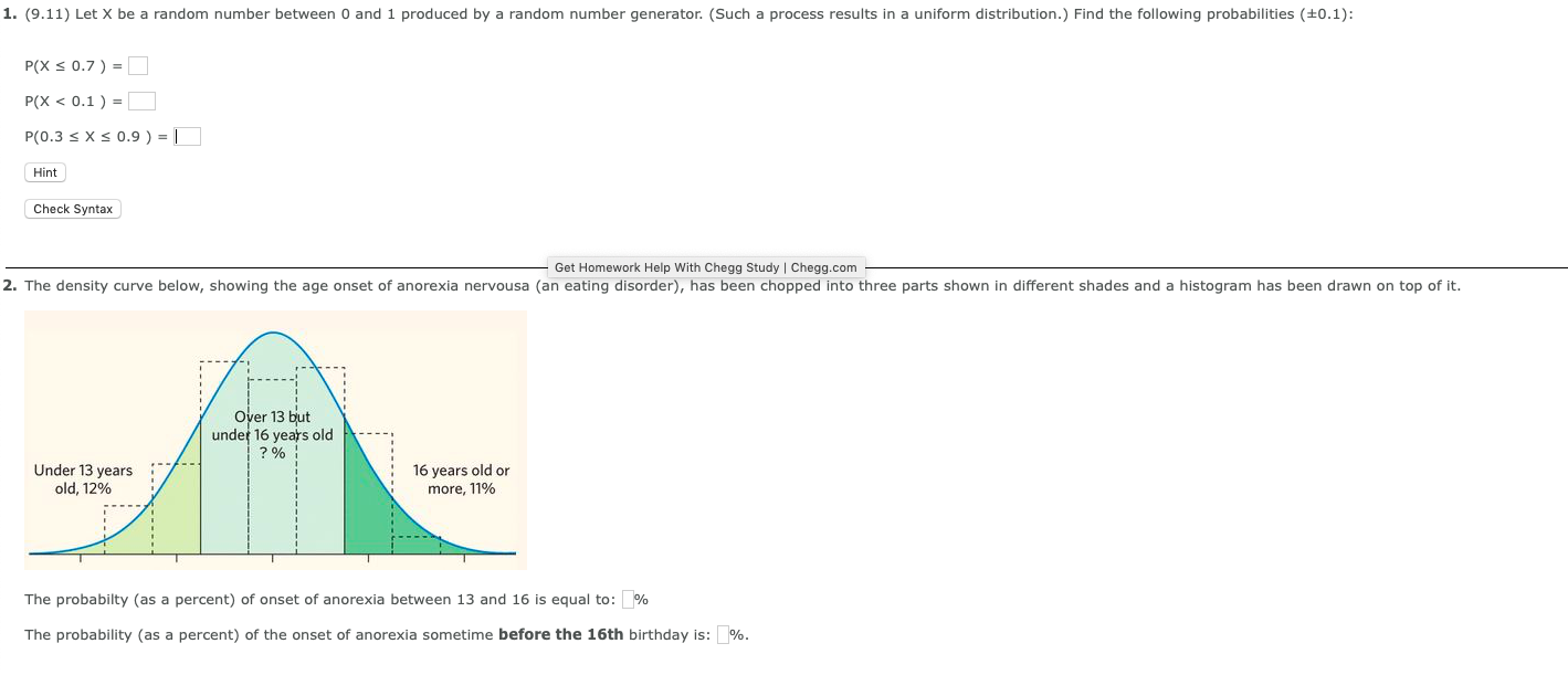 Solved 1. (9.11) Let X be a random number between 0 and 1 | Chegg.com
