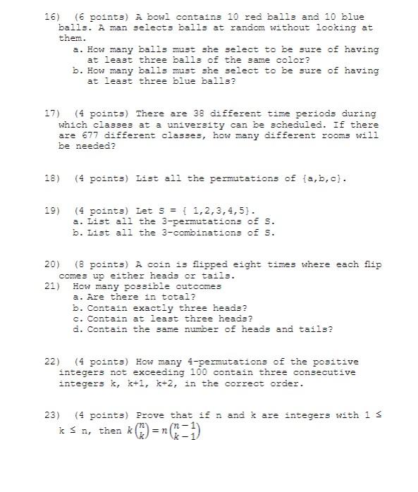 Solved Counting There are 120 points available (Containing | Chegg.com