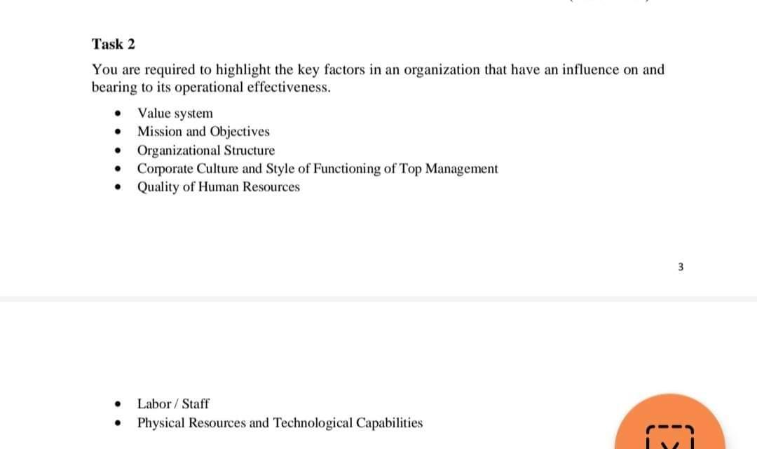 Solved Task 2 You are required to highlight the key factors | Chegg.com