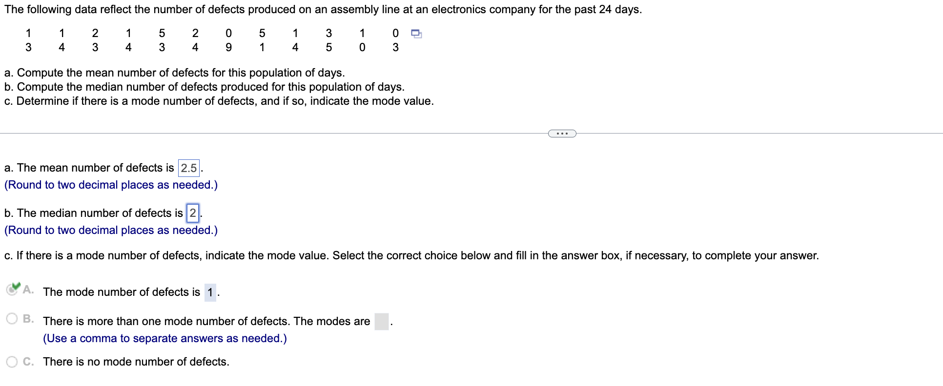 Solved The following data reflect the number of defects | Chegg.com