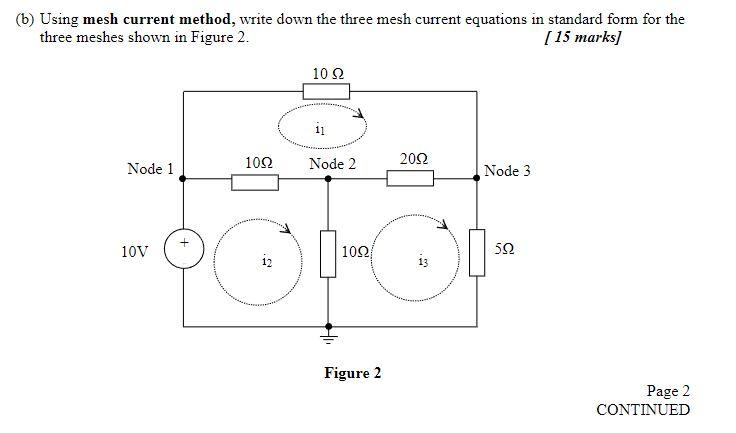 Solved (b) Using mesh current method, write down the three | Chegg.com Solved (b) Using mesh current method, write down the three | Chegg.com