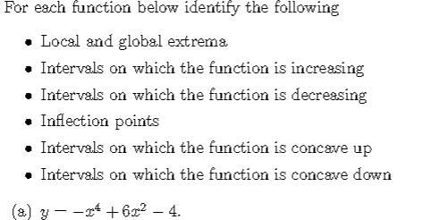 Solved For each function below identify the following • | Chegg.com