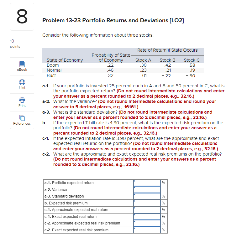 Solved Problem 13-23 Portfolio Returns and Deviations [LO2] | Chegg.com