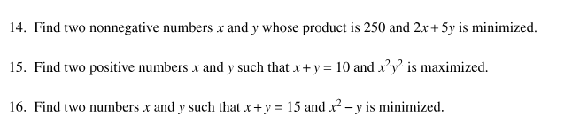 Solved Find two nonnegative numbers x ﻿and y ﻿whose product | Chegg.com
