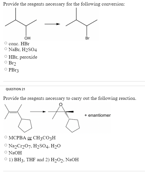 Solved Provide the reagents necessary for the following | Chegg.com