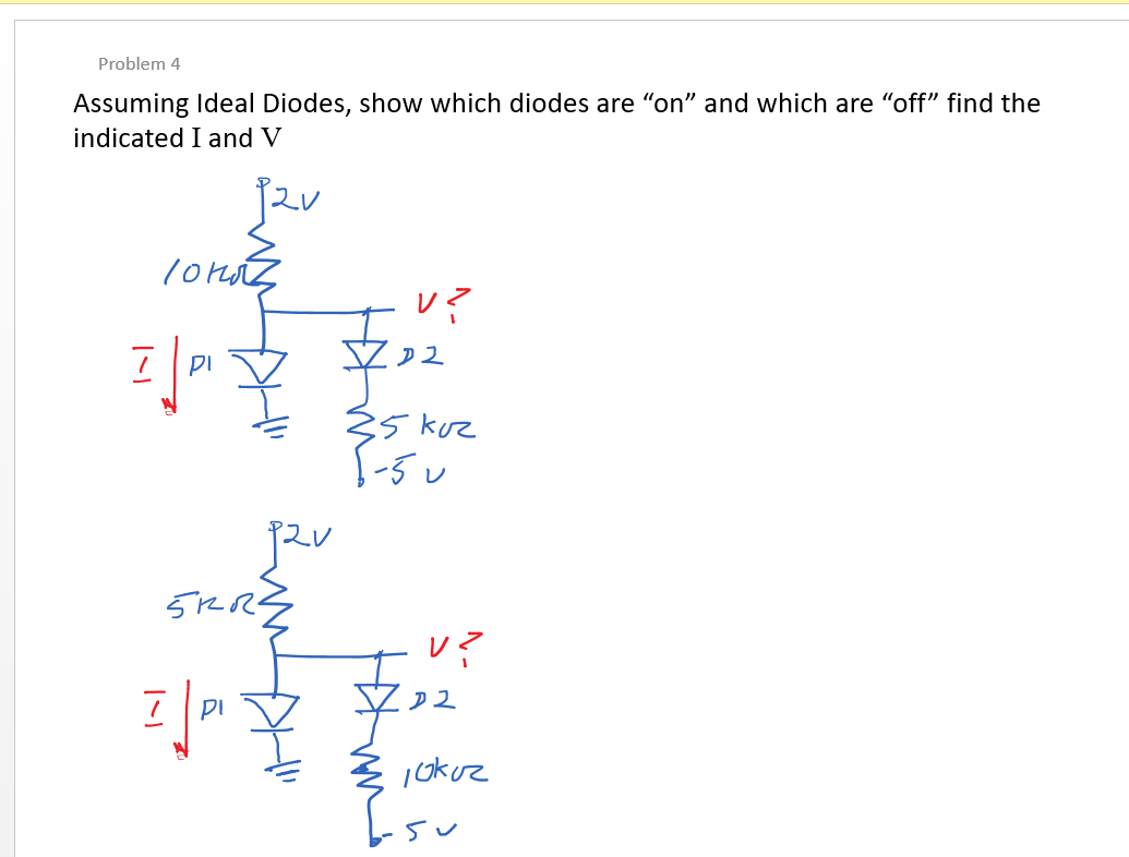 Solved Problem 4 Assuming Ideal Diodes, show which diodes | Chegg.com