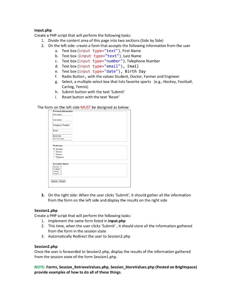 Lab 8 - Forms and Session State Purpose . Forms | Chegg.com