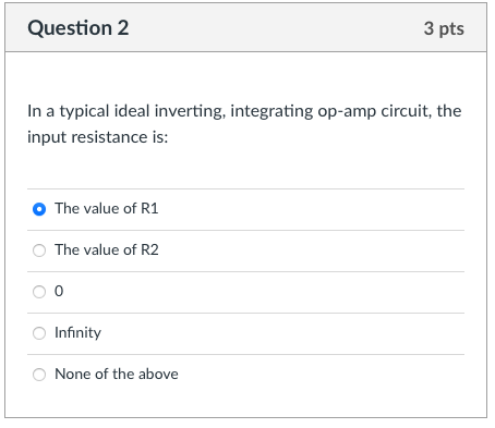 Solved In a typical ideal inverting, integrating op-amp | Chegg.com