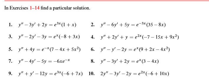 Solved In Exercises 1-14 find a particular solution. 1. | Chegg.com