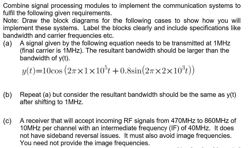 Solved Combine signal processing modules to implement the | Chegg.com