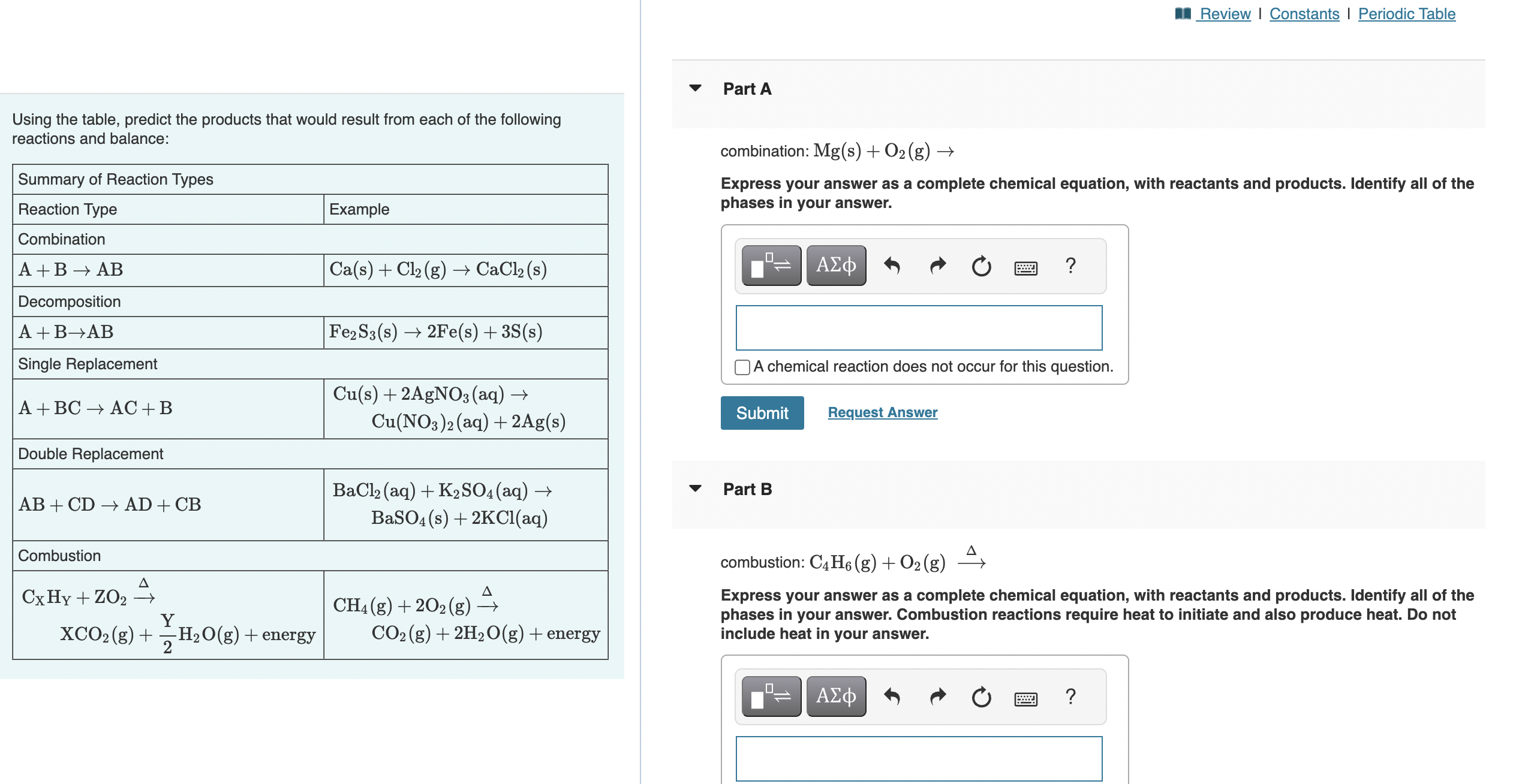 Solved Subject: Chemical Reactions. Using the table, predict | Chegg.com