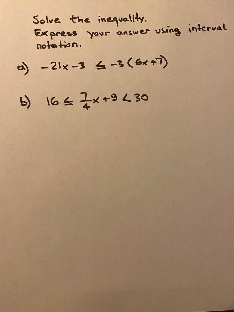 Solved Solve the inequality. Express your answer using | Chegg.com