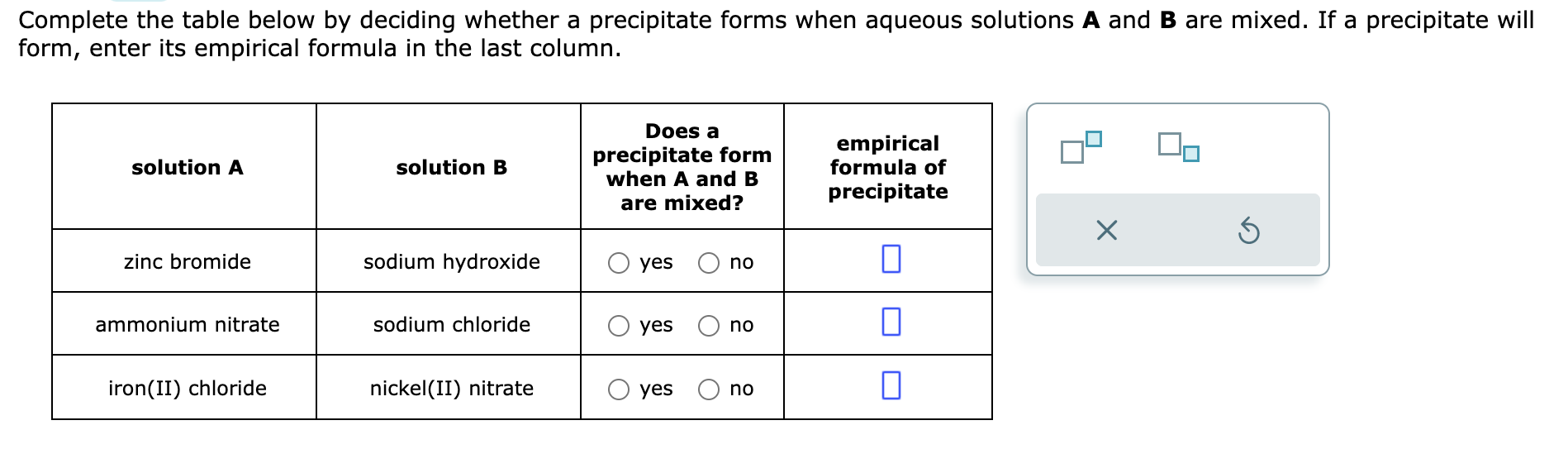 Solved Complete the table below by deciding whether a | Chegg.com